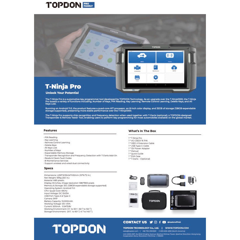 TOPDON - T-Ninja Pro - OBD Automotive Key Programmer – TOPDON NZ